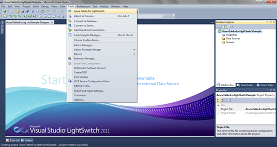 Because's Azure Tables for LightSwitch - Visual Studio Marketplace